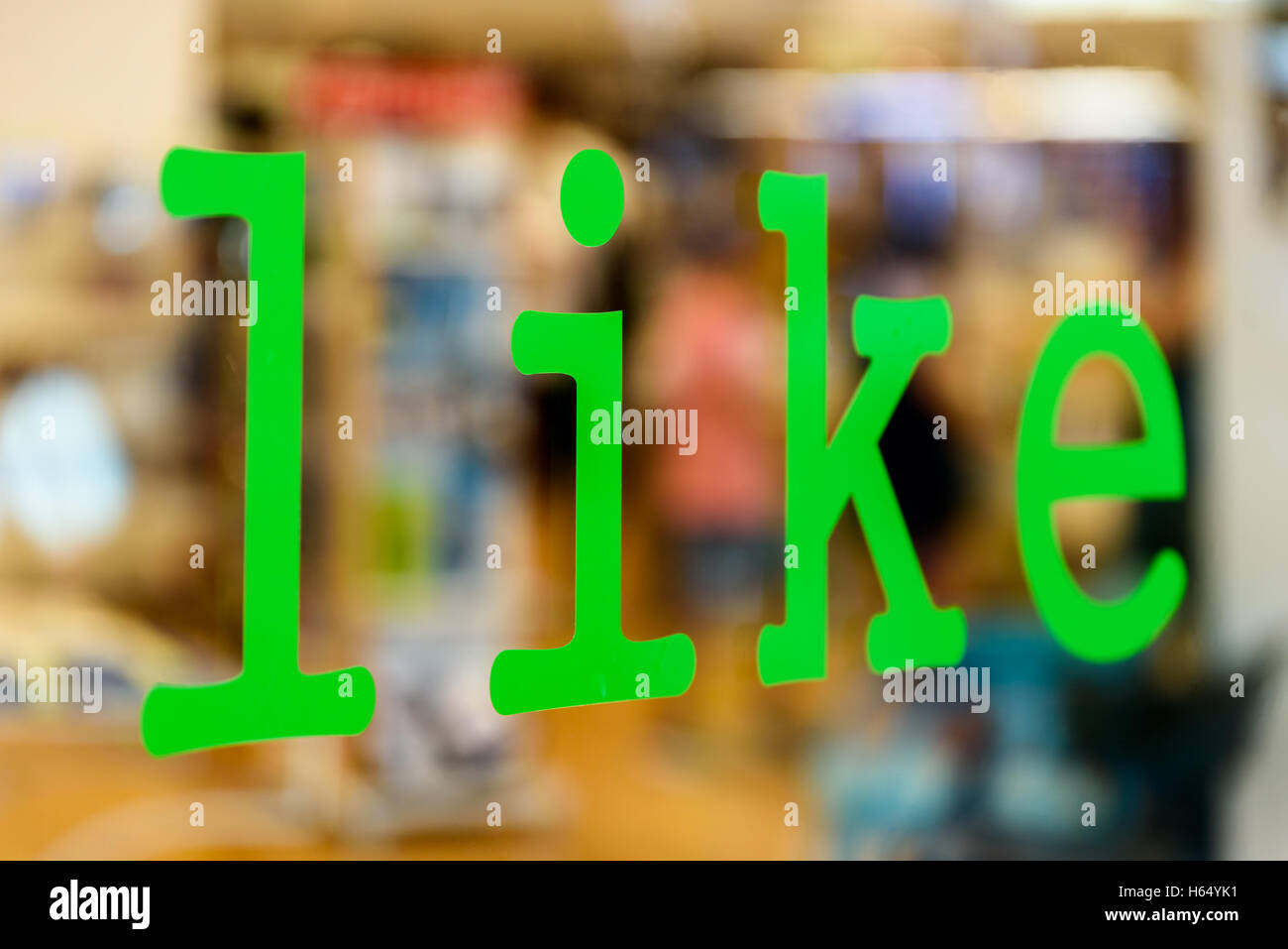 Green Word Like On Glass Window Stock Photo - Alamy