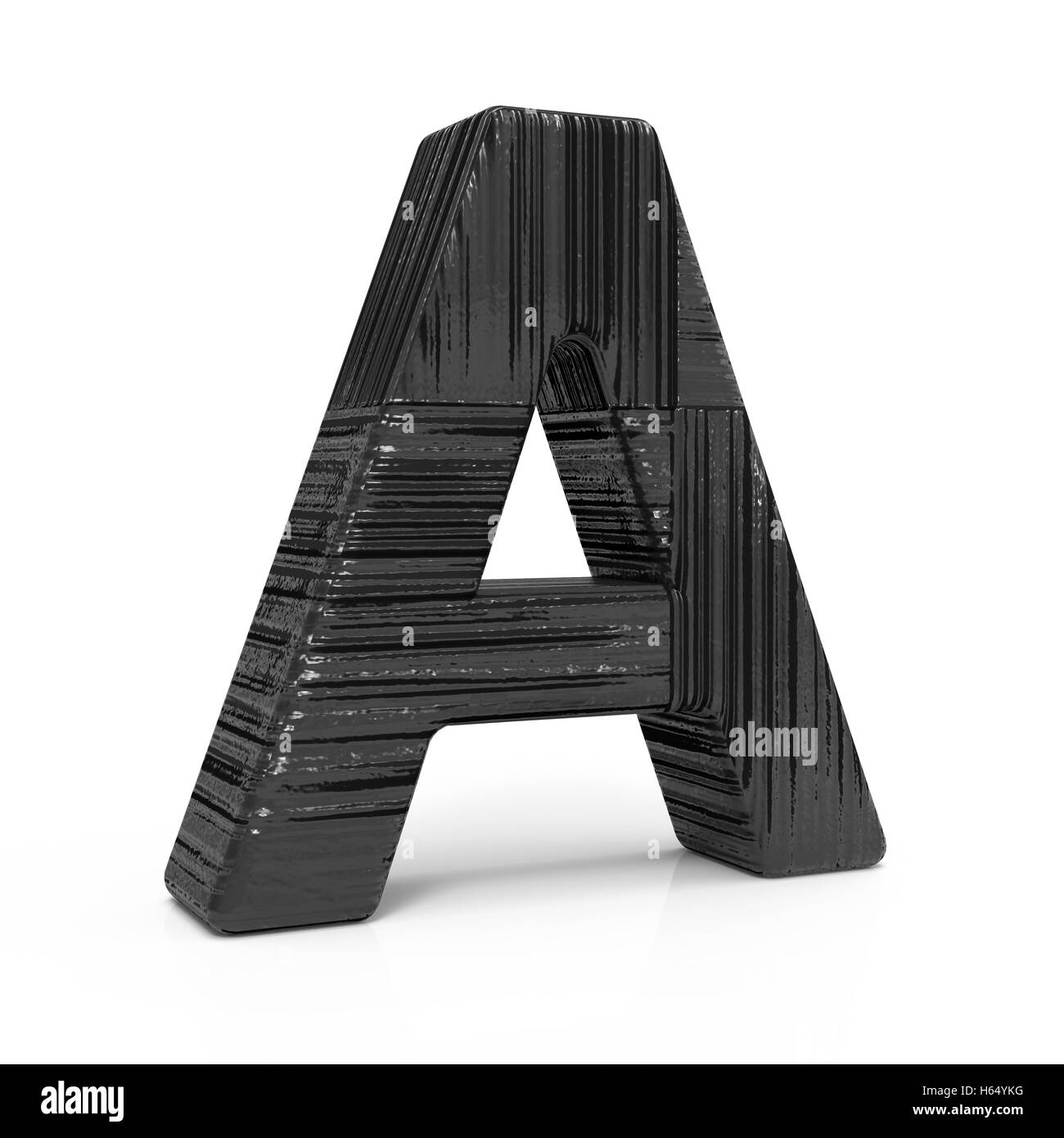 left leaning 3d rendering black wooden letter A isolated white ...