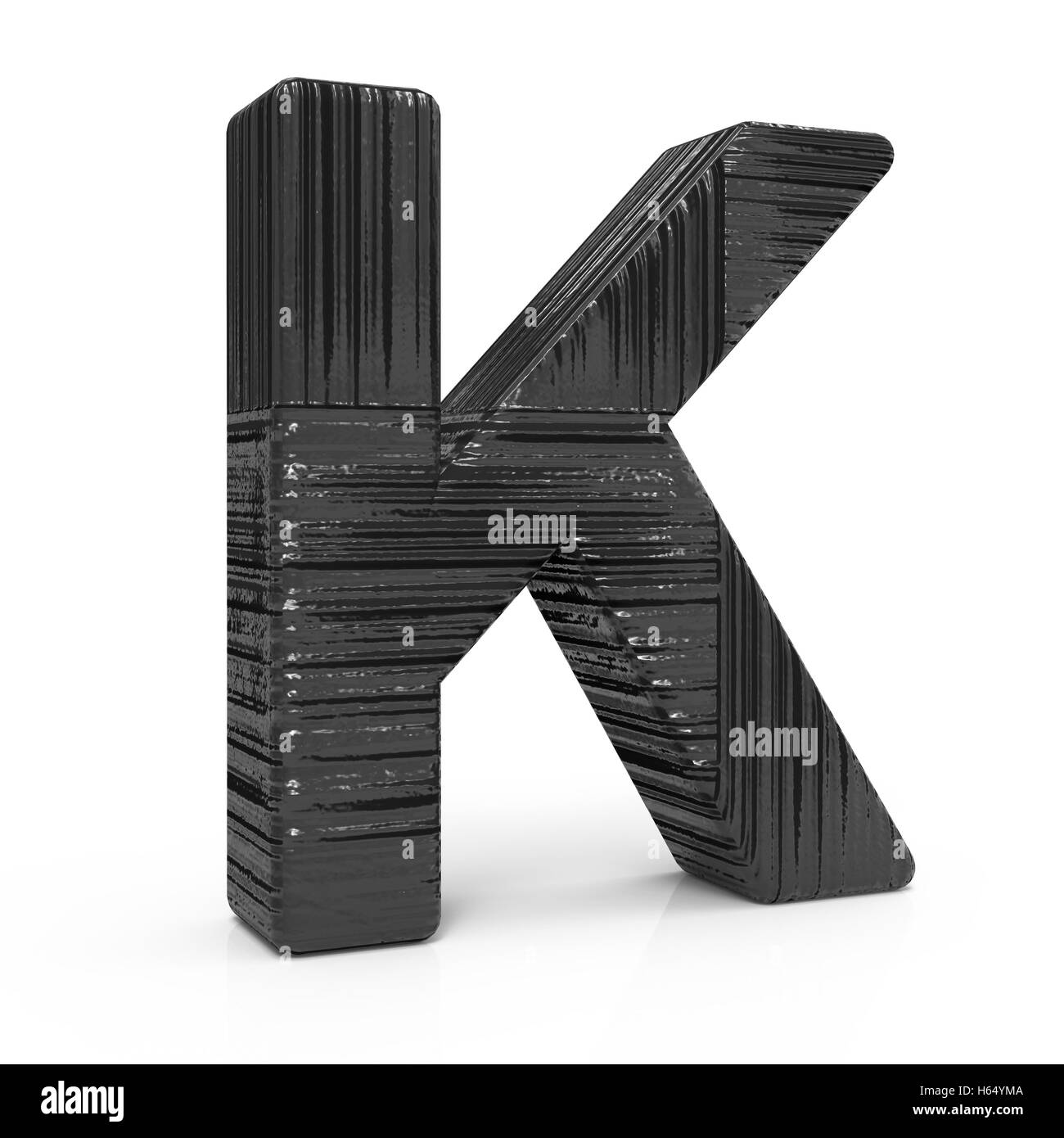 left leaning 3d rendering black wooden letter K isolated white ...