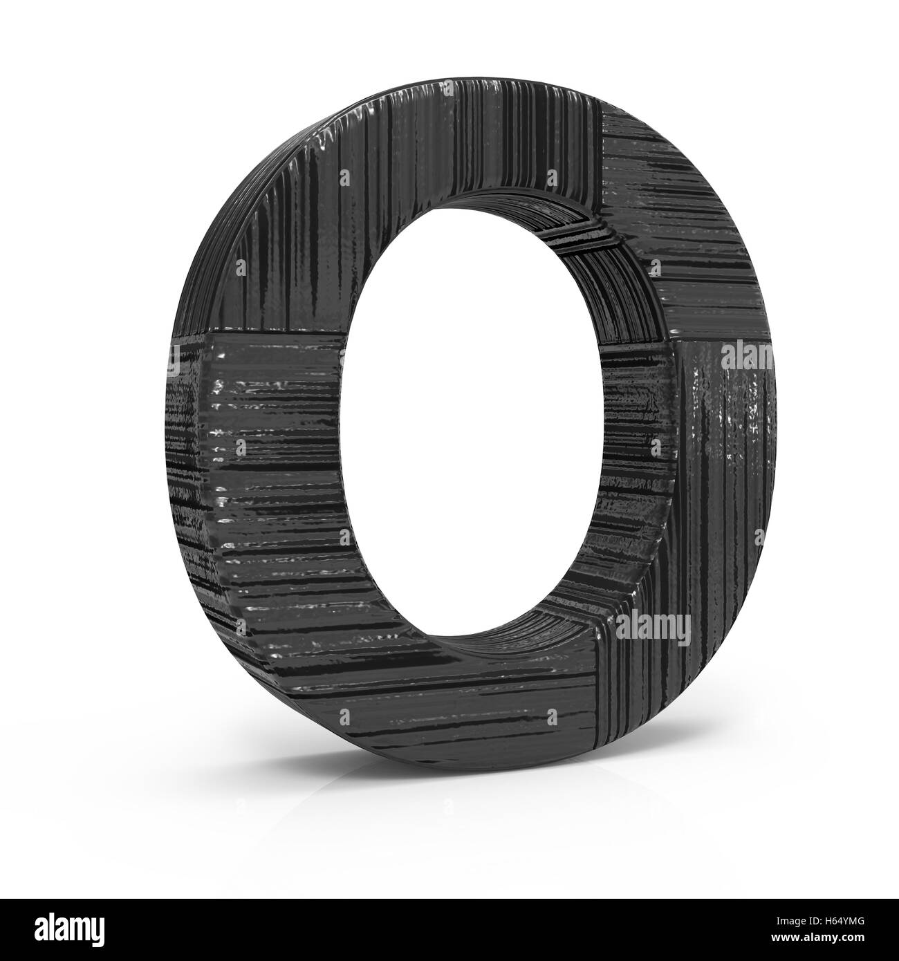 left leaning 3d rendering black wooden letter O isolated white ...