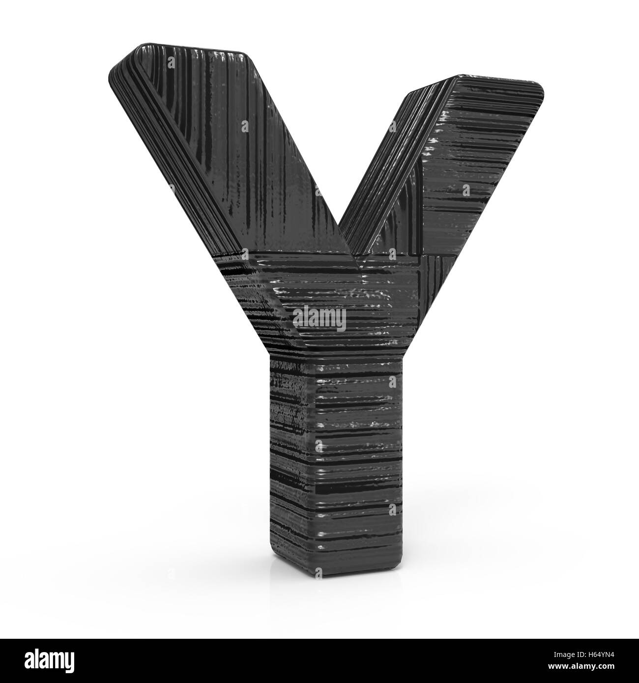 left leaning 3d rendering black wooden letter Y isolated white ...