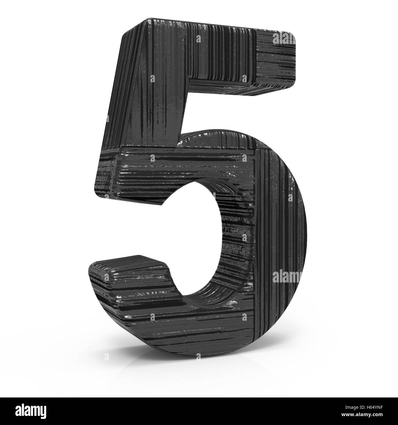 left leaning 3d rendering black wooden number 5 isolated white ...