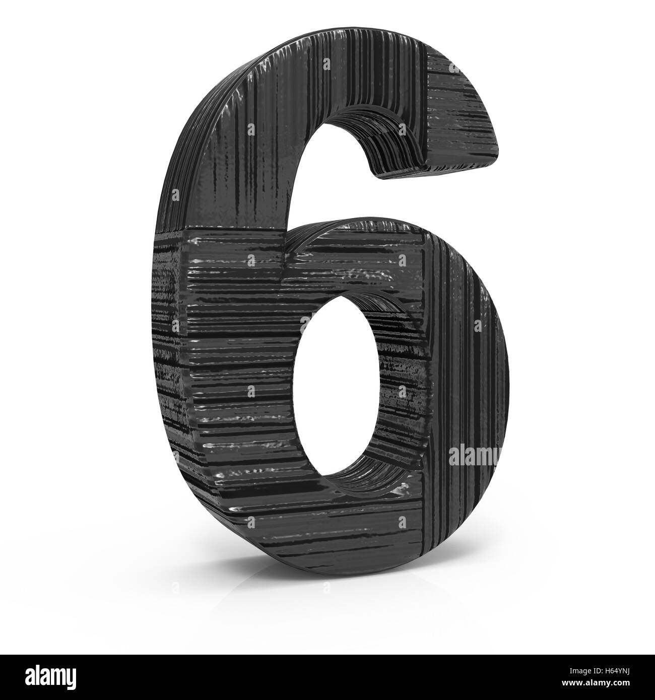 left leaning 3d rendering black wooden number 6 isolated white ...