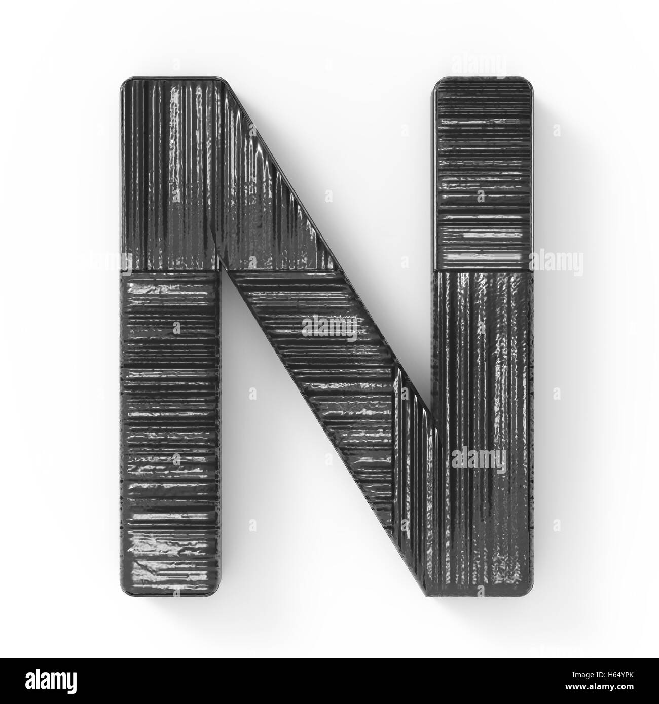 3d rendering black wooden letter N isolated white background Stock ...