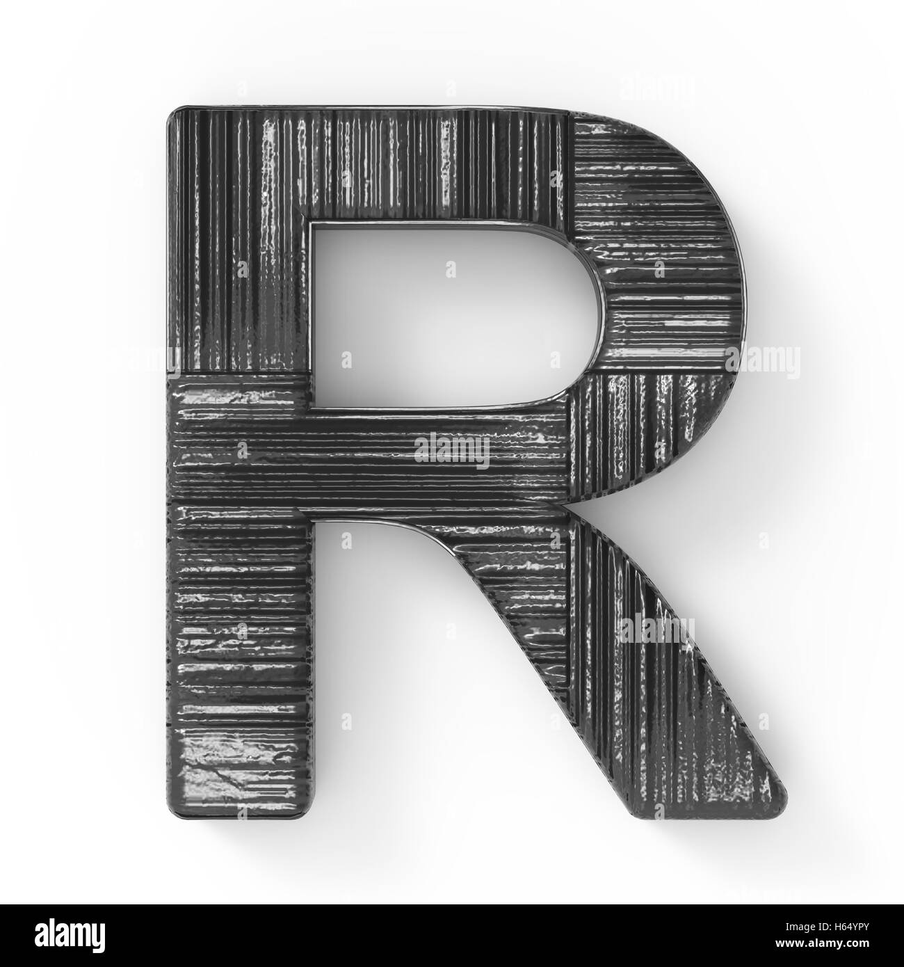 3d rendering black wooden letter R isolated white background Stock ...