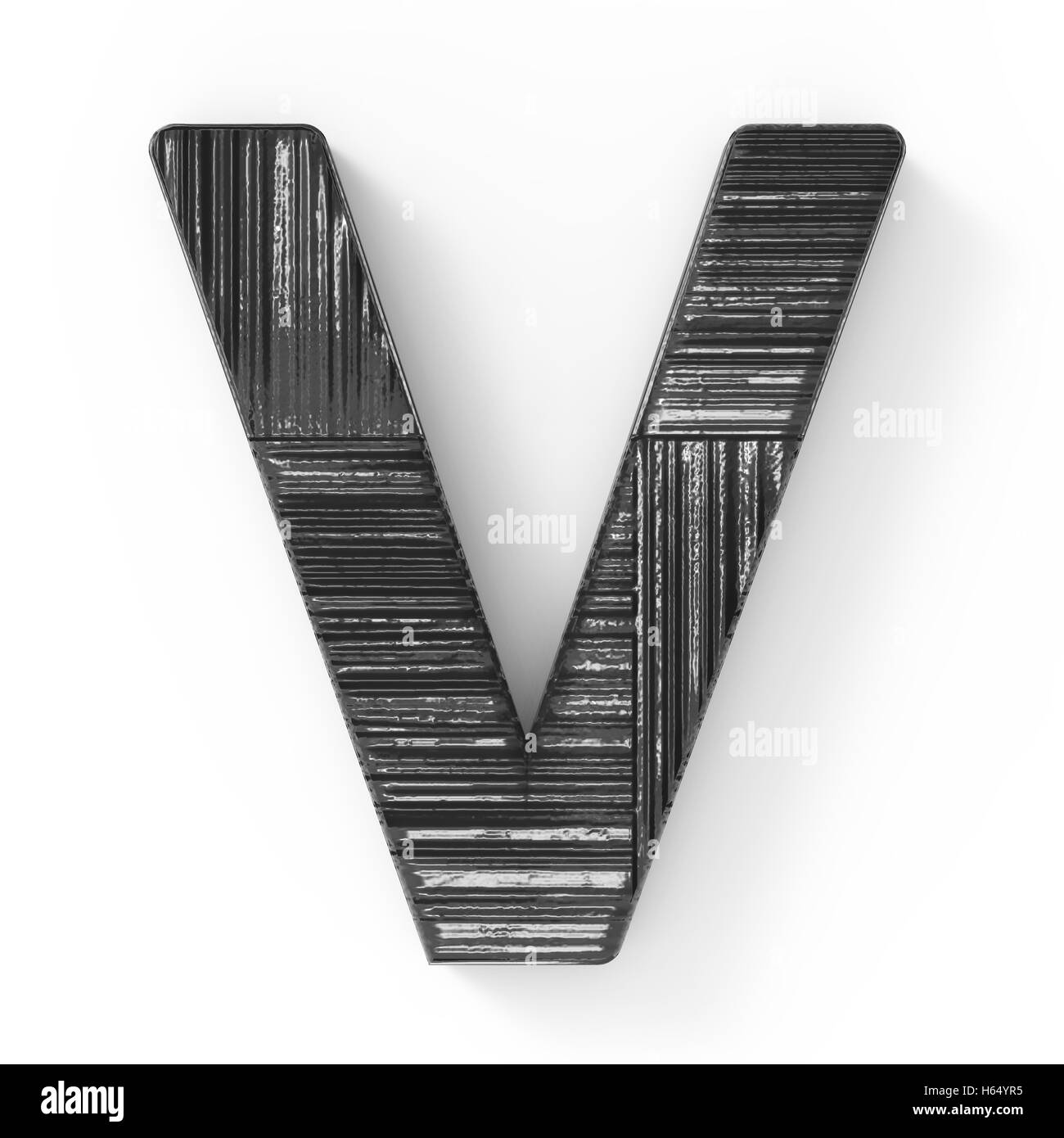 3d rendering black wooden letter V isolated white background Stock ...