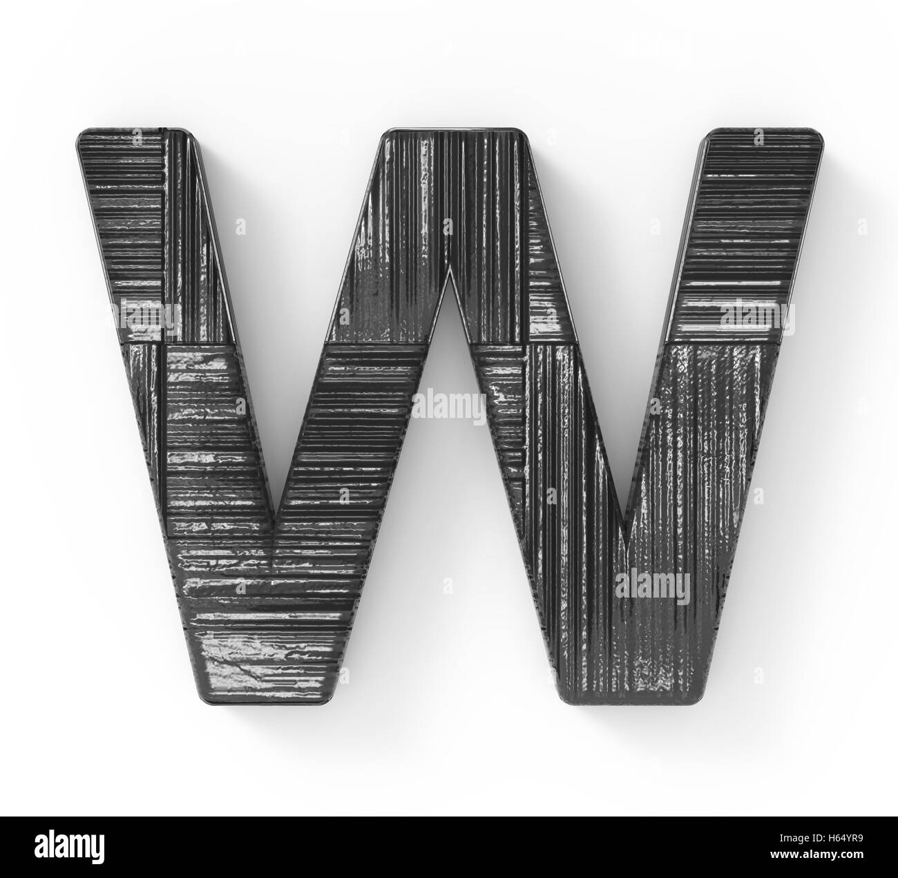 3d rendering black wooden letter W isolated white background Stock ...