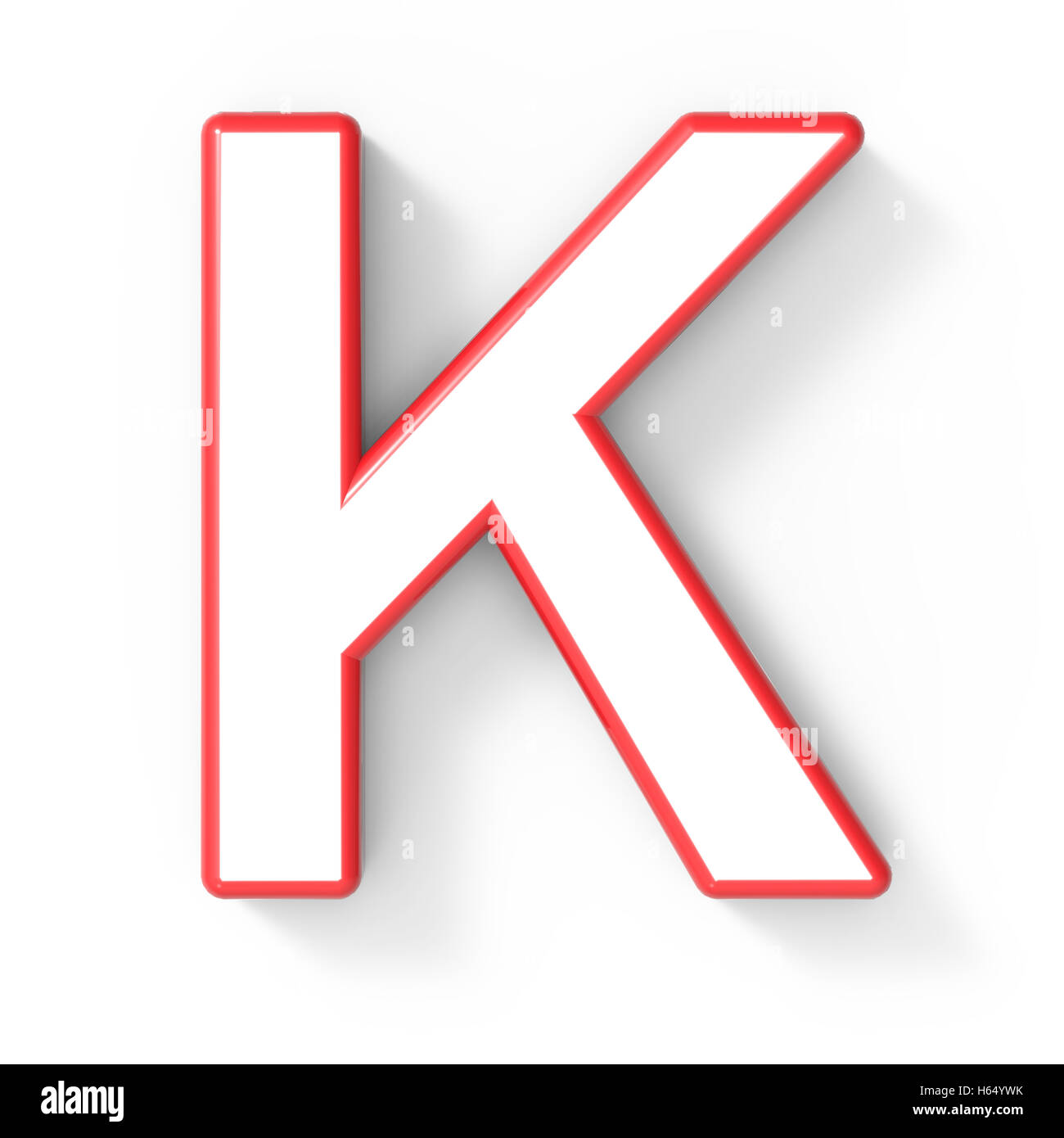 3d rendering white letter K with red frame isolated on white background ...