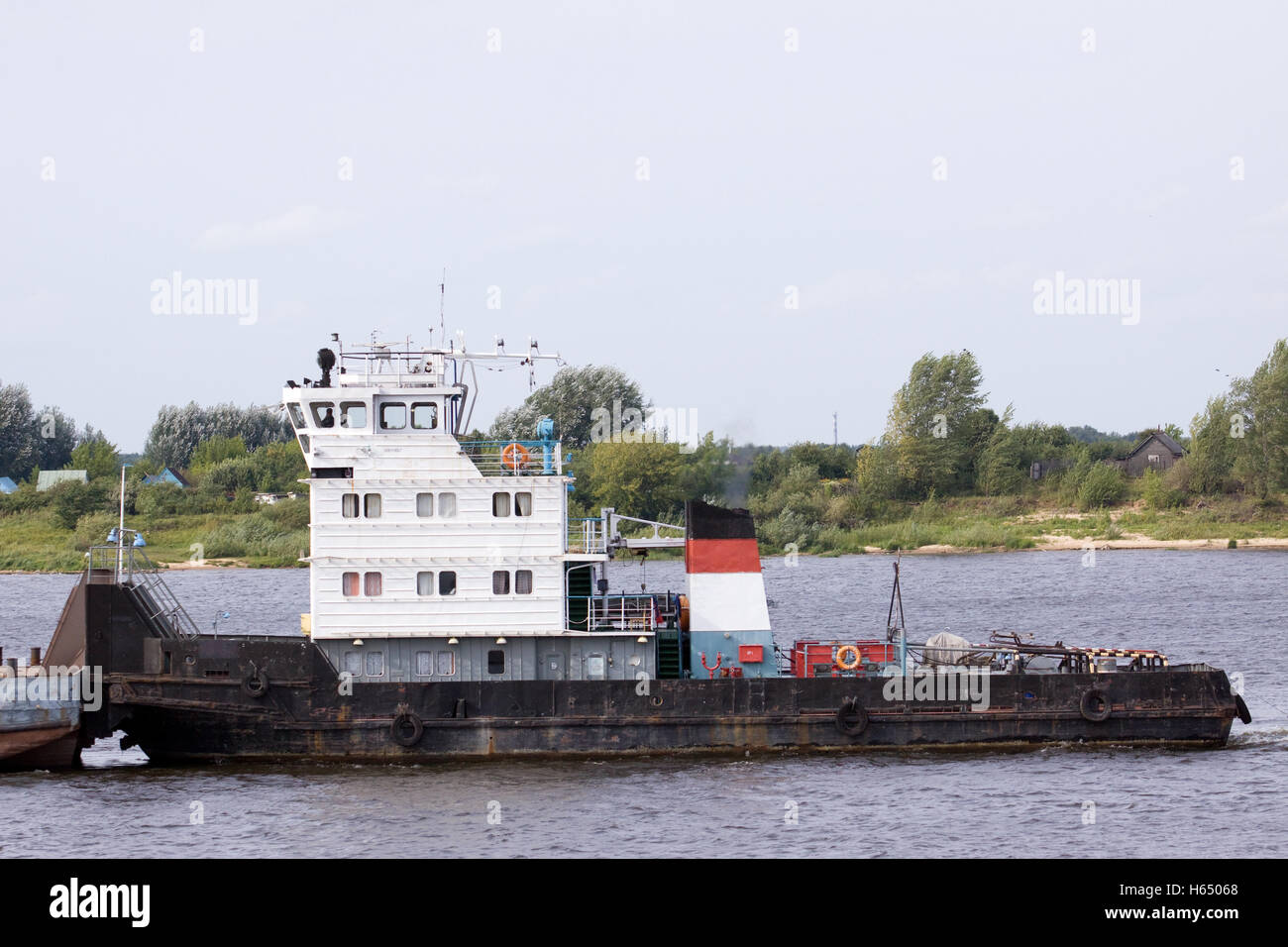 containership along the river volga in russia Stock Photo - Alamy