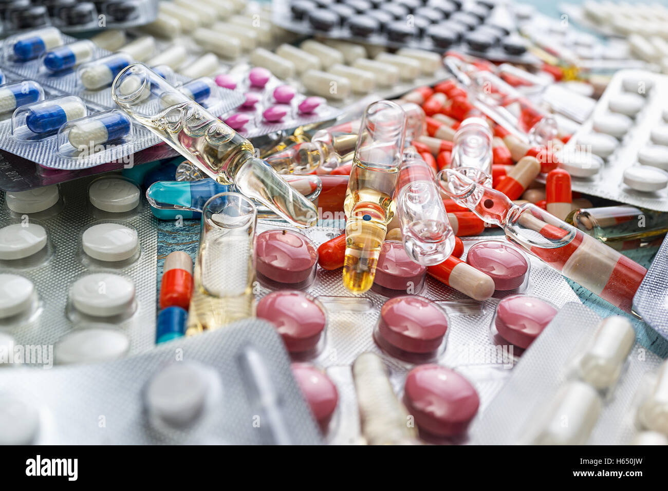 Drug ampules prescription for treatment medication. Pharmacy theme ...