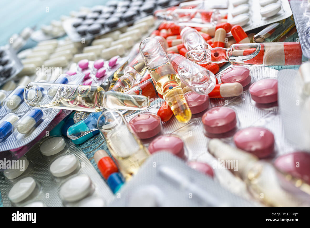 Drug ampules prescription for treatment medication. Pharmacy theme ...