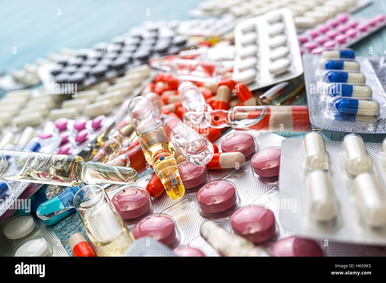 Drug ampules prescription for treatment medication. Pharmacy theme ...