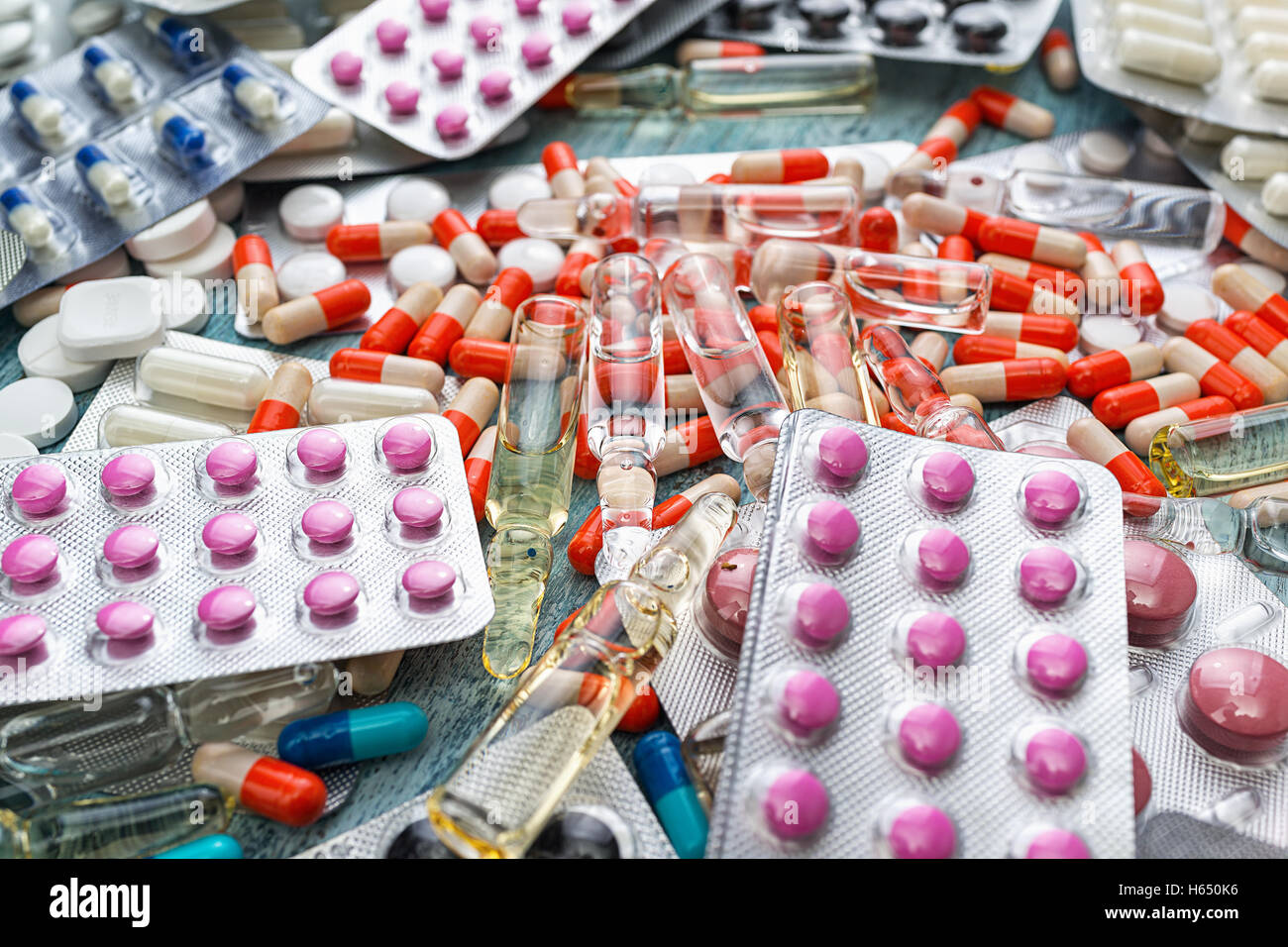 Pharmacy theme, Pharmaceutical medicament for health. Drug ampules ...