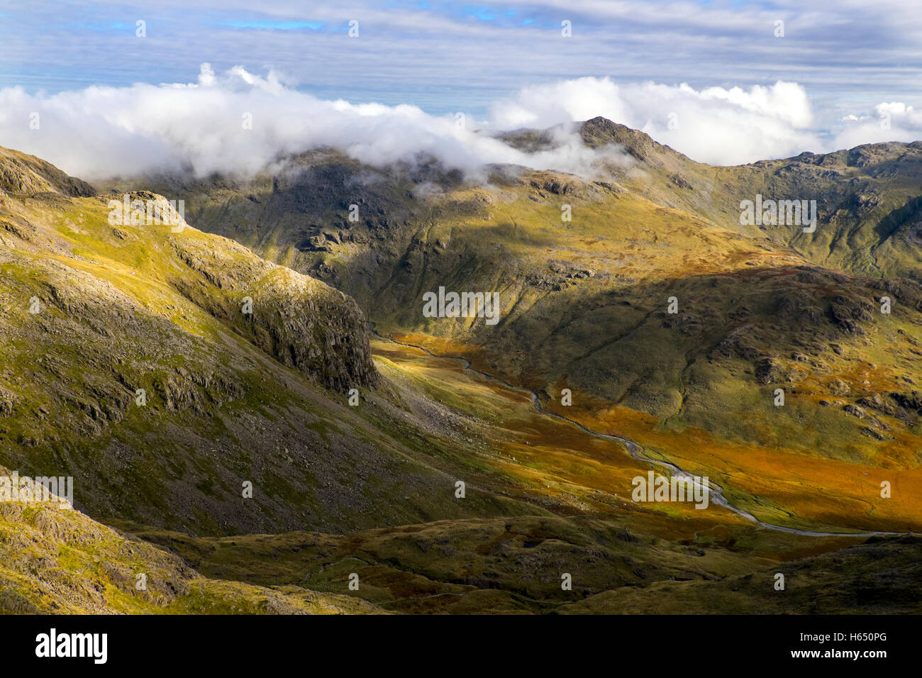Bowfell in the Lake District National Park seen from Scafell Stock ...