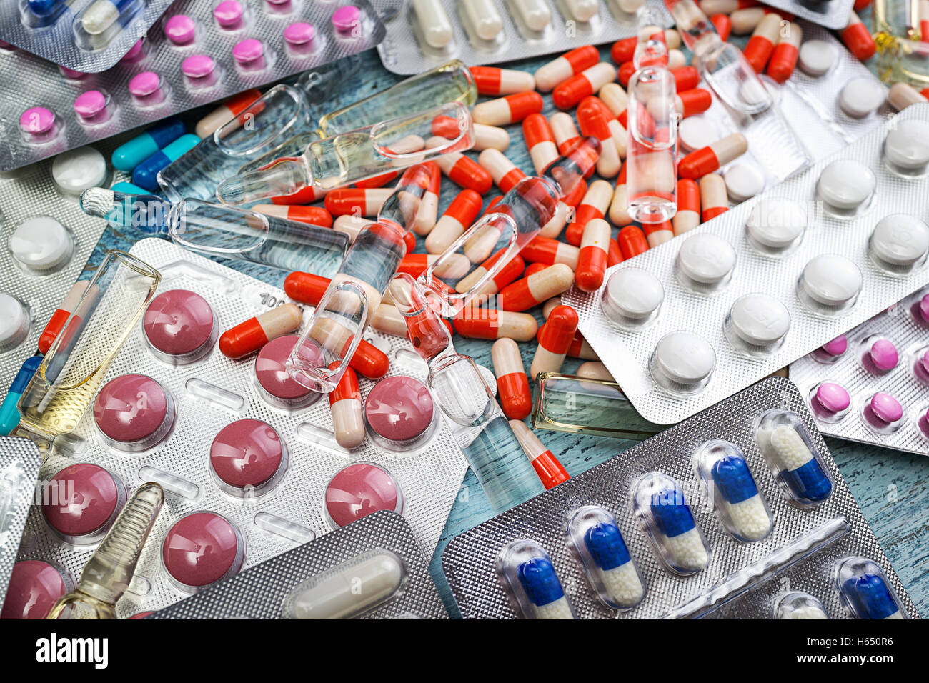 Drug ampules prescription for treatment medication. Pharmacy theme ...