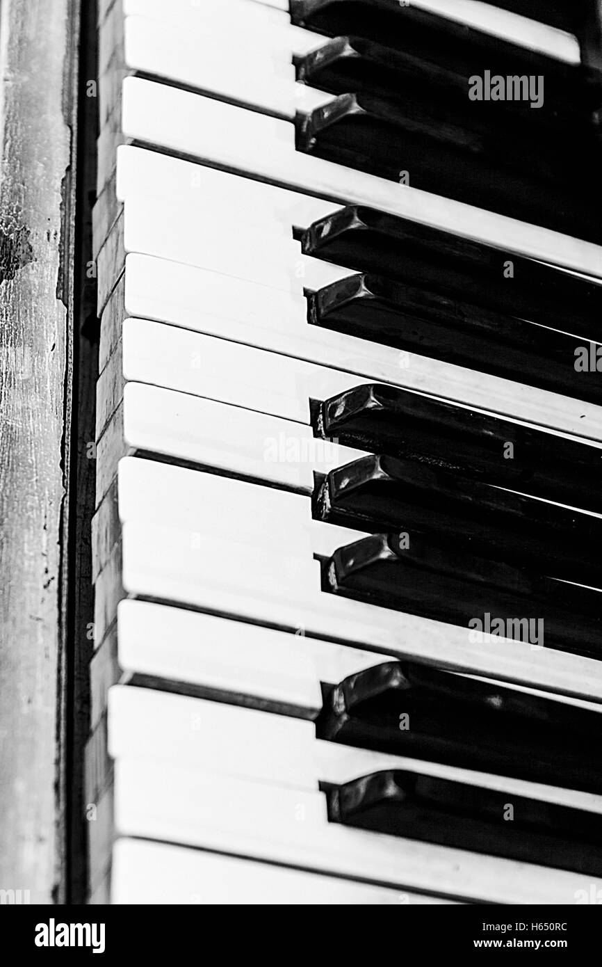 Piano buttons close-up perspective in black and white Stock Photo - Alamy