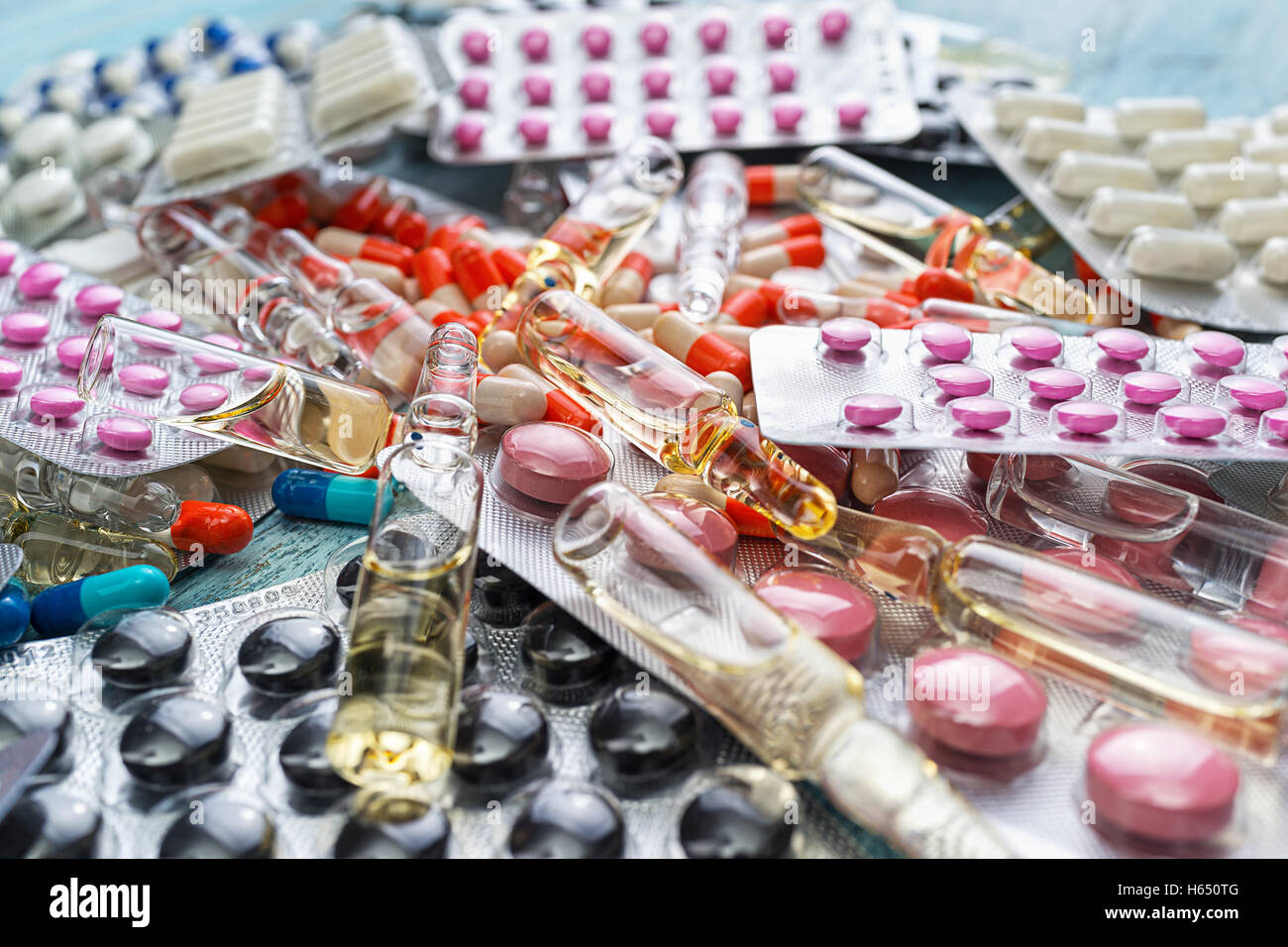 Pharmacy theme, Pharmaceutical medicament for health. Drug ampules ...