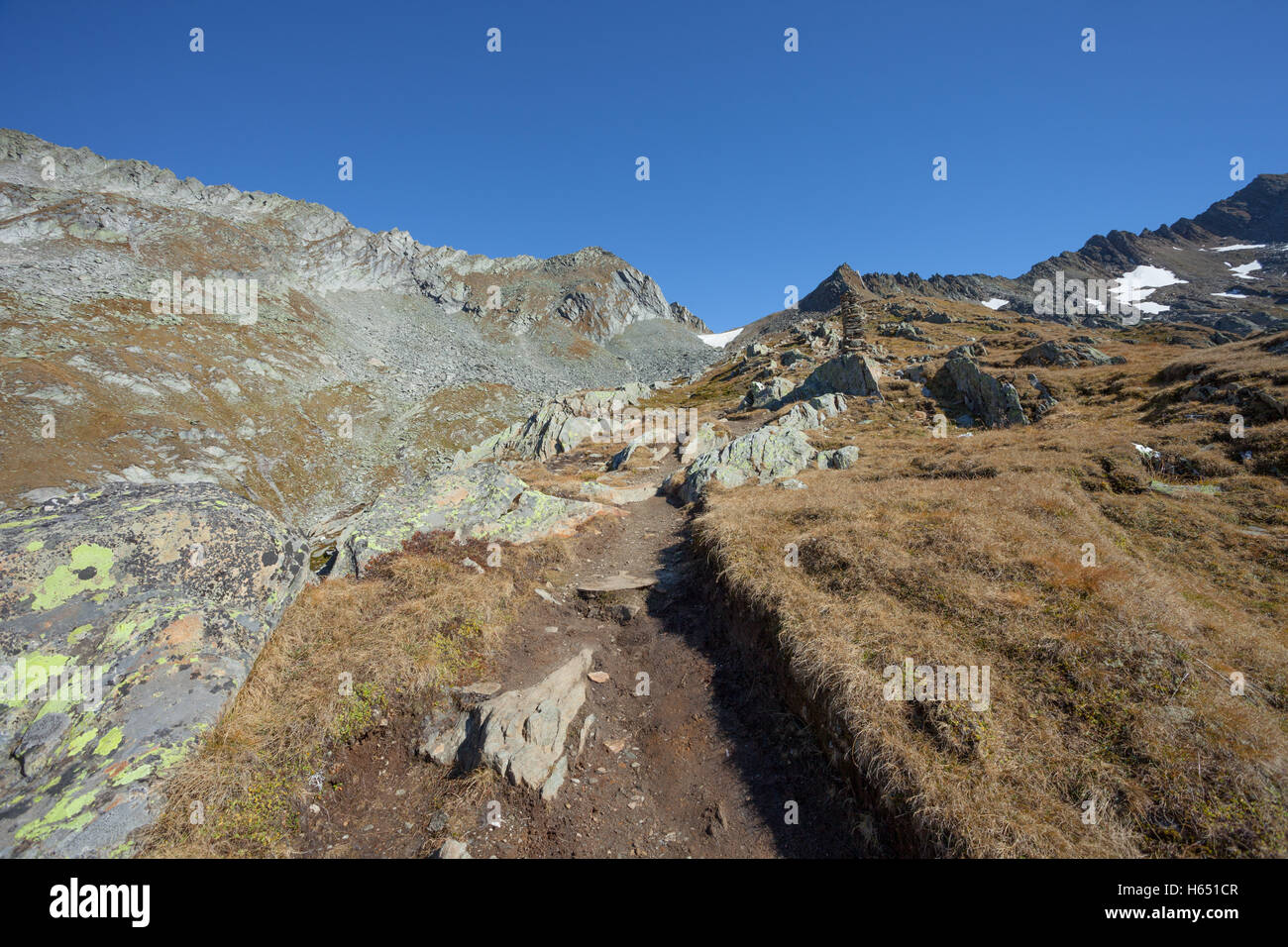 trekking in the Italian Alps; it's autumn with no people around Stock ...