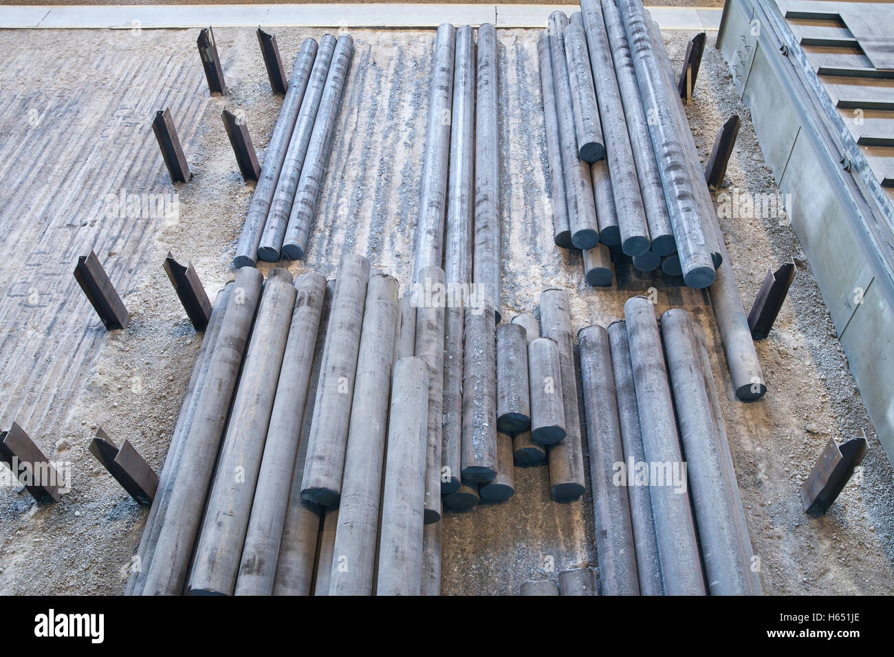 Steel plant, steel billets in stock Stock Photo - Alamy