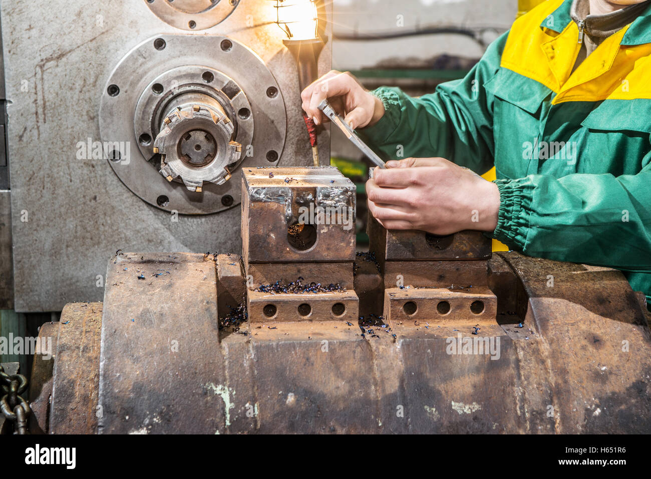 Check measurement of blank in attachment by digital hand caliper and ...