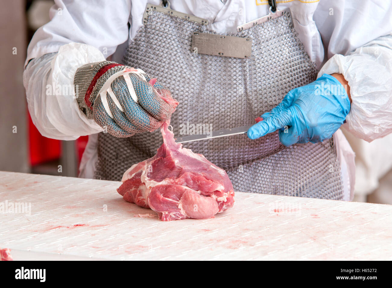 close up of meat processing in food industry Stock Photo - Alamy