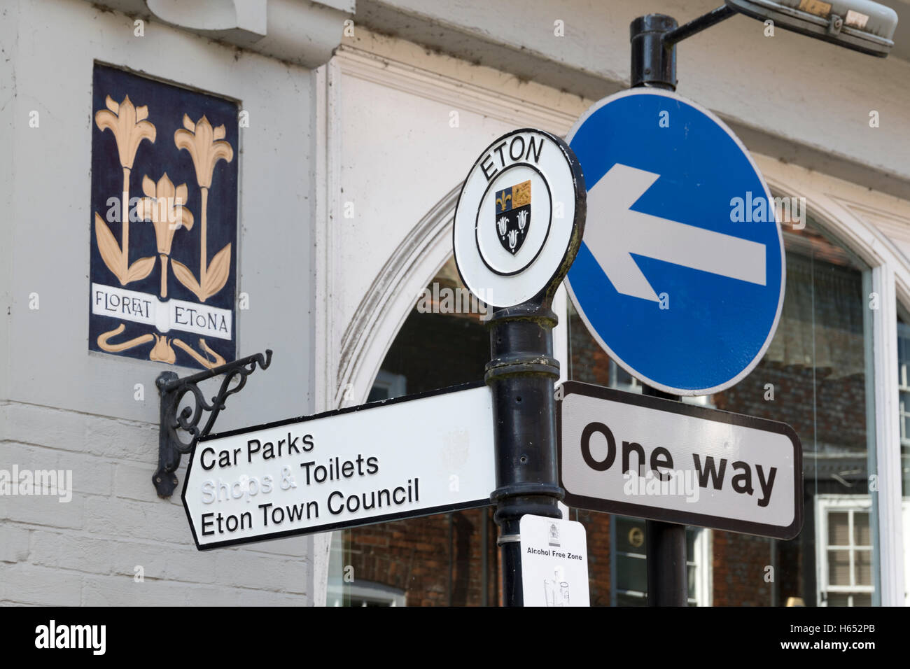 Eton sign post signalling directions Stock Photo - Alamy