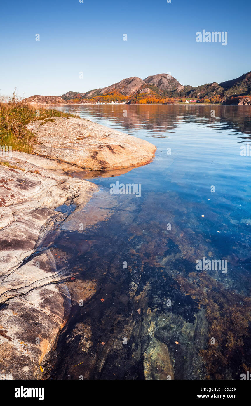 Vertical coastal Norwegian landscape, Snillfjord, Sor-Trondelag ...