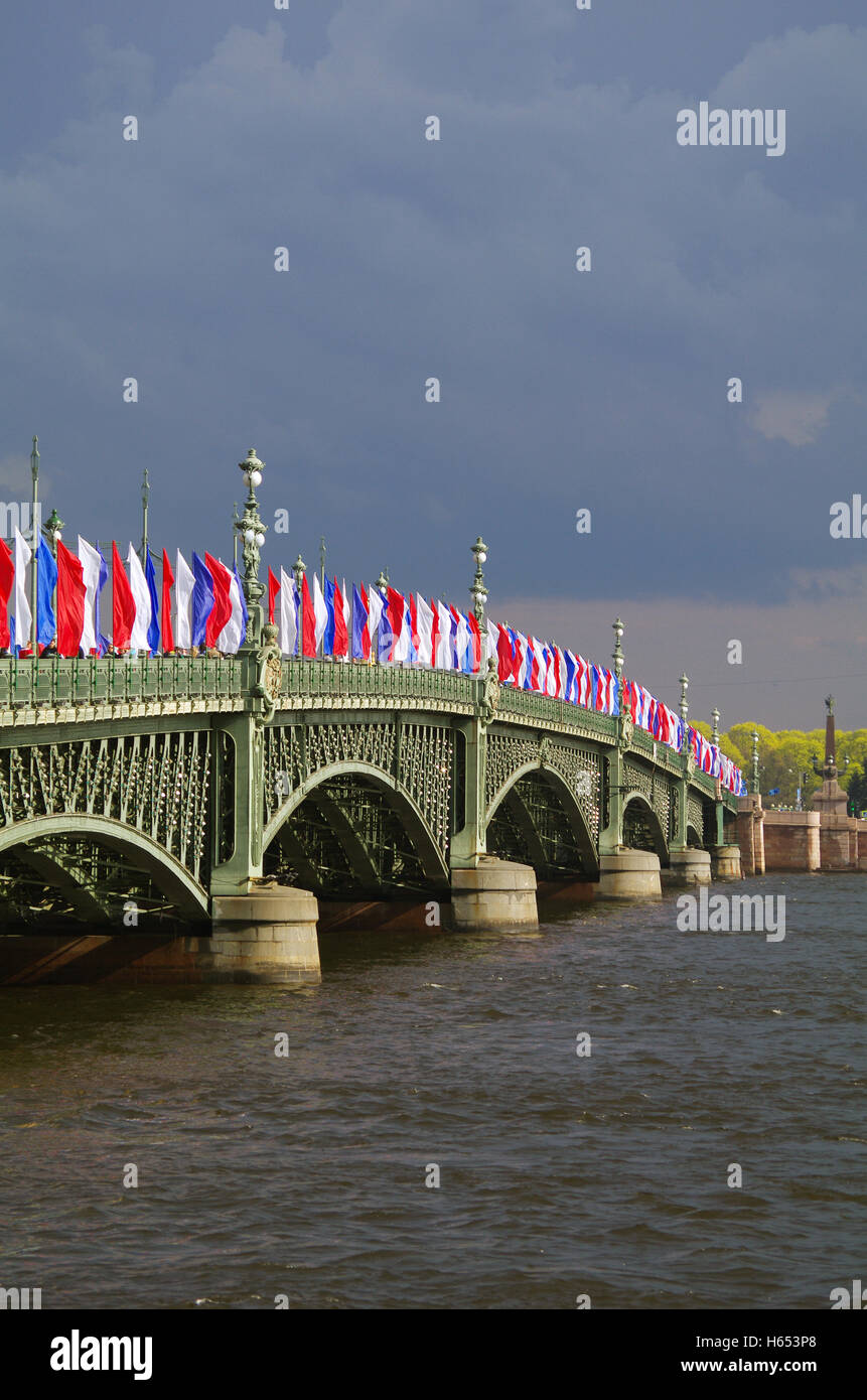 SAINT PETERSBURG, RUSSIA - MAY10, 2014: the Bascule Trinity Bridge ...