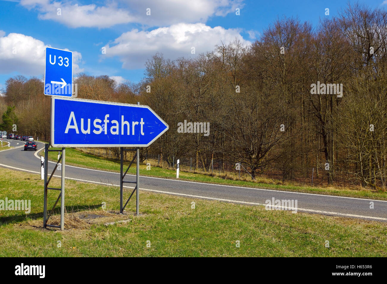 a german road sign: signpost at junction translation: exit Stock Photo ...