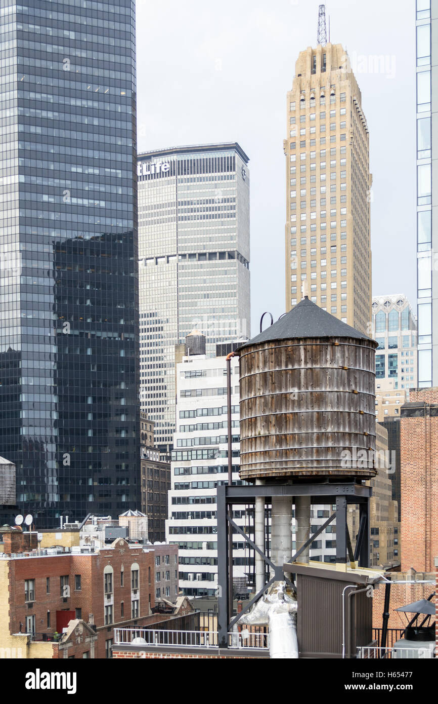 Water towers are iconic in the skyline of NYC Stock Photo - Alamy