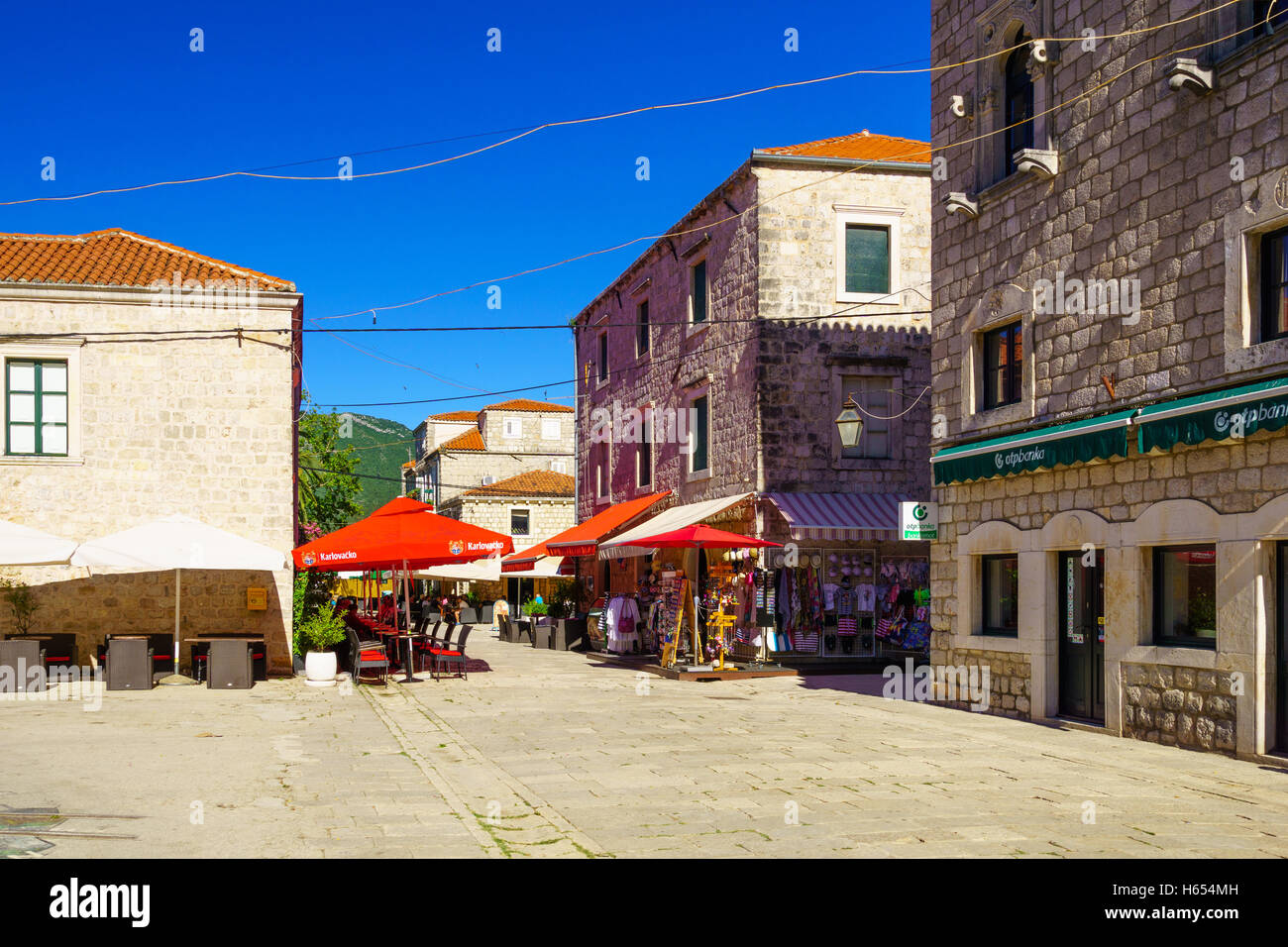 STON, CROATIA - JUNE 25, 2015: Typical street scene in the village of ...