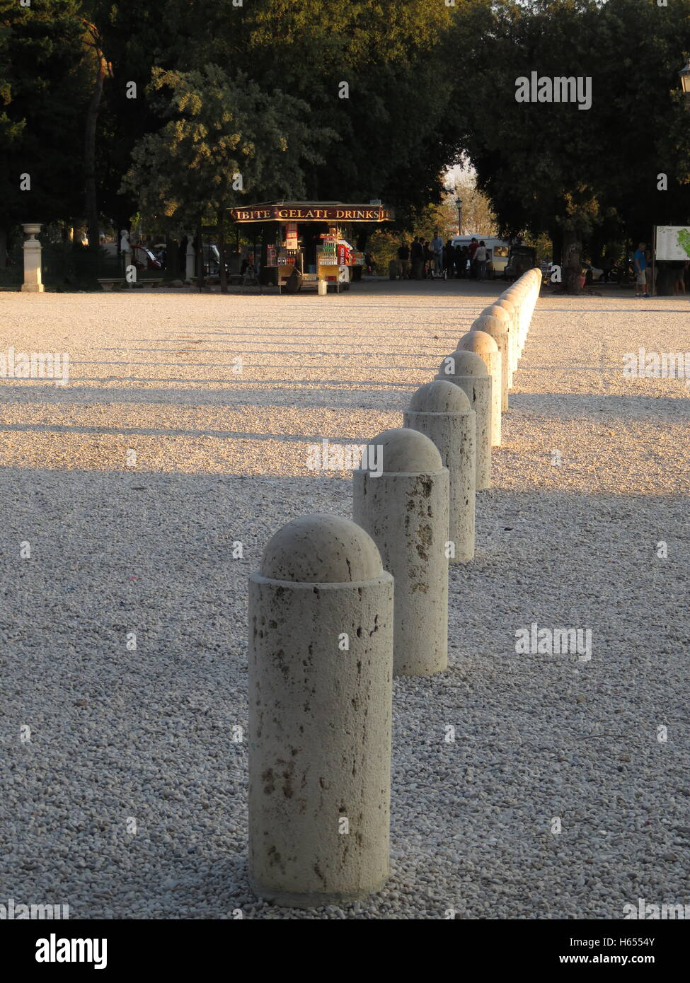 Piazza Napoleone line of bollards Stock Photo - Alamy
