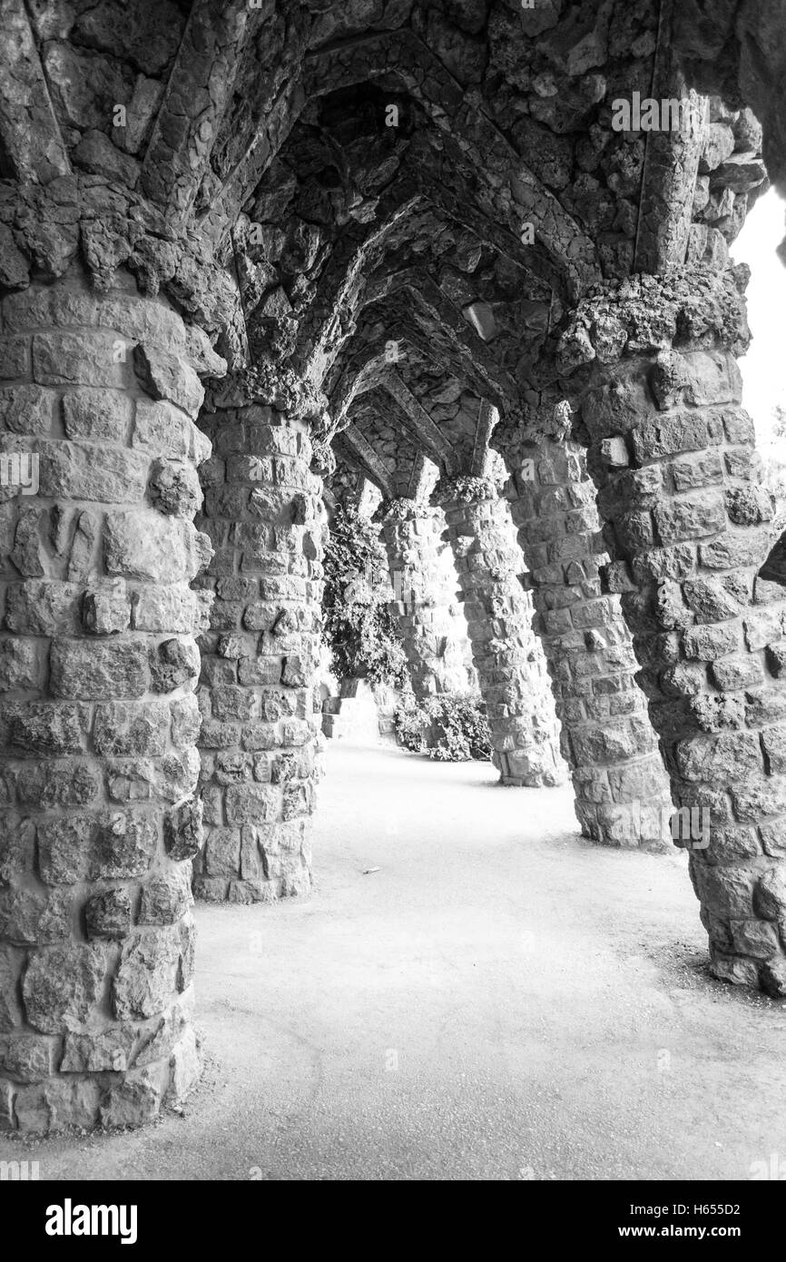 Park guell antoni gaudi Black and White Stock Photos & Images - Alamy