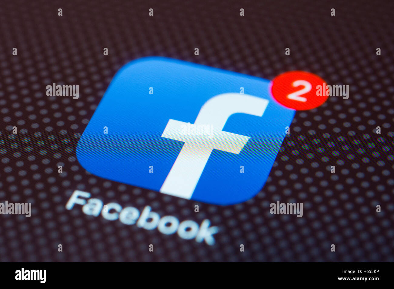 Facebook social network app close up on iPhone smart phone screen Stock ...