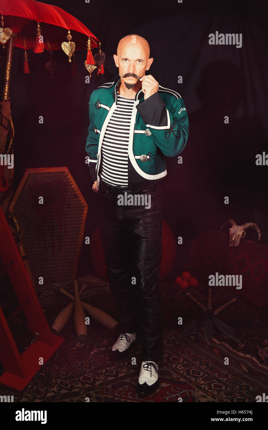 Promotional image of a circus performer Stock Photo - Alamy