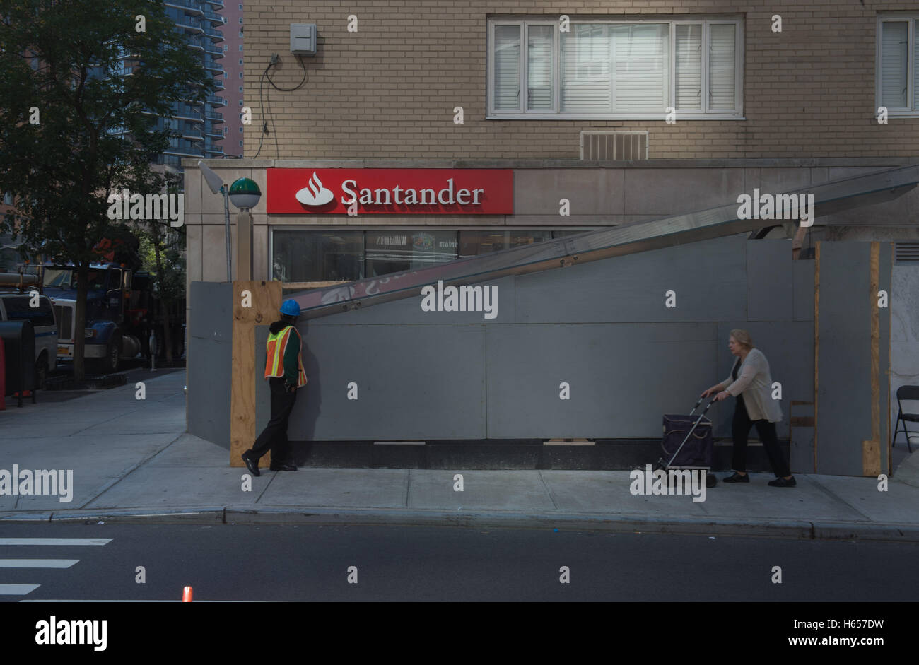 New York, NY, USA. 18th Oct, 2016. A subway exit and entrance under ...