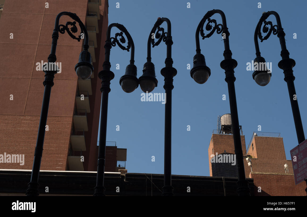 New York, NY, USA. 18th Oct, 2016. A collection of street lights is ...
