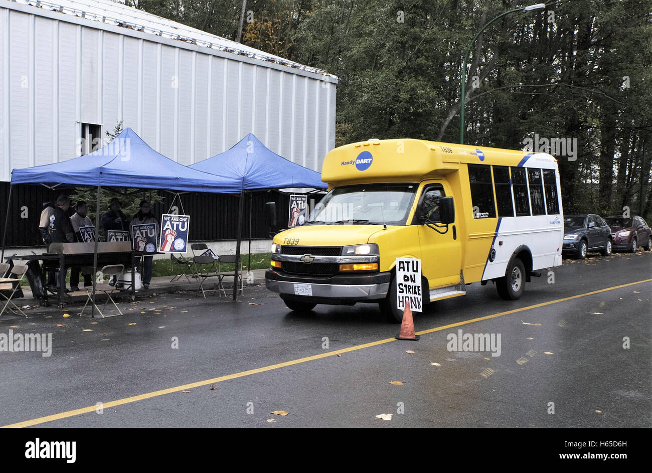 West Vancouver, Canada. 24th Oct, 2016. A Translink-operated bus passes ...