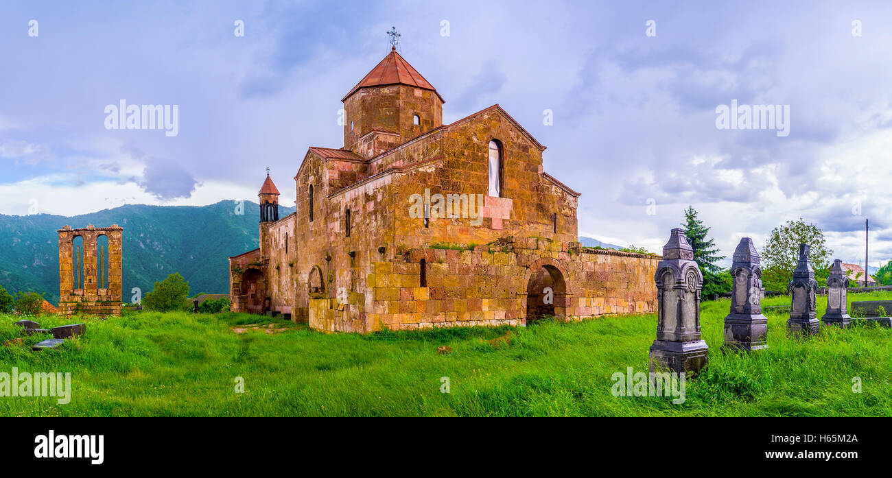 The scenic stone Basilica, located in the mountain village of Odzun ...