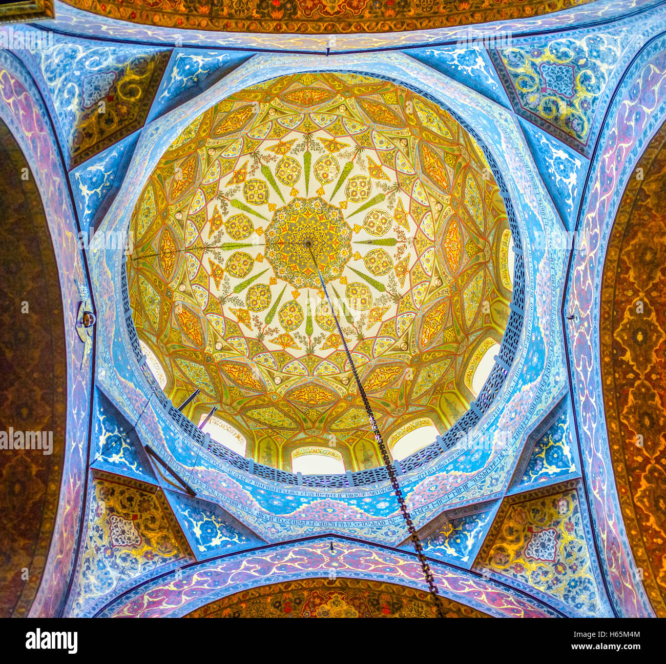 The dome of Etchmiadzin Cathedral covered with complex colorful ...