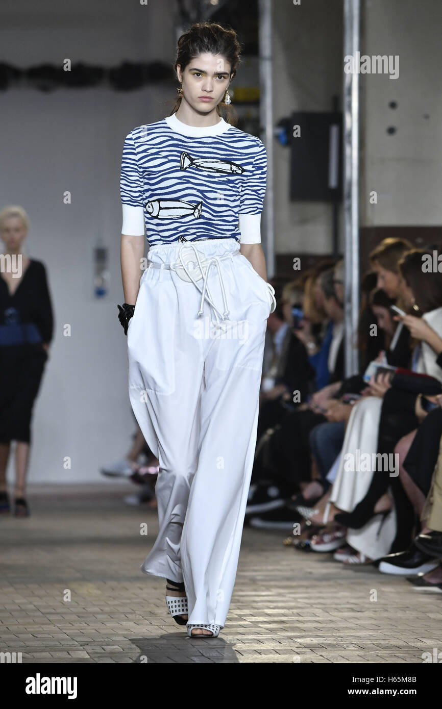 Models on the catwalk at the Sportmax show during Milan Fashion Week in ...