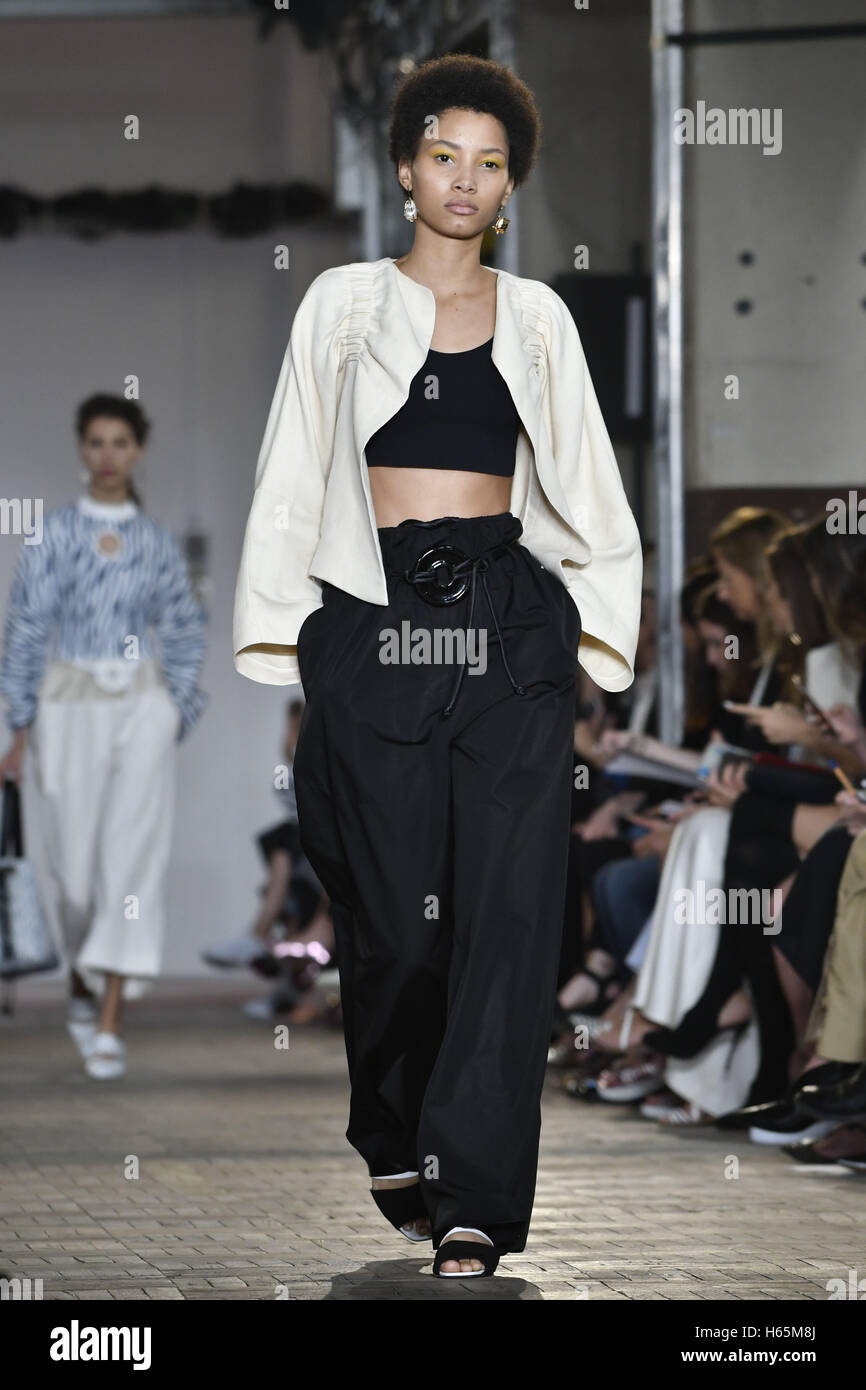 Models on the catwalk at the Sportmax show during Milan Fashion Week in ...