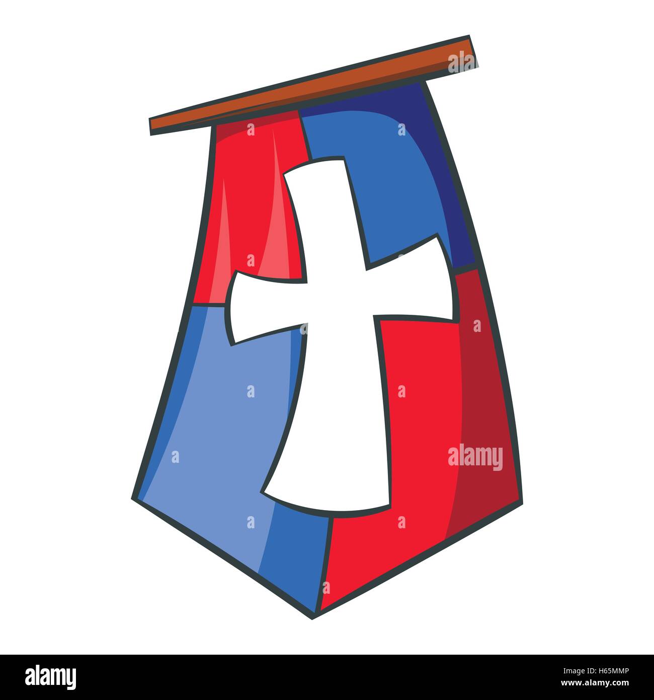 Red and blue medieval banner flag with cross icon Stock Vector Image ...