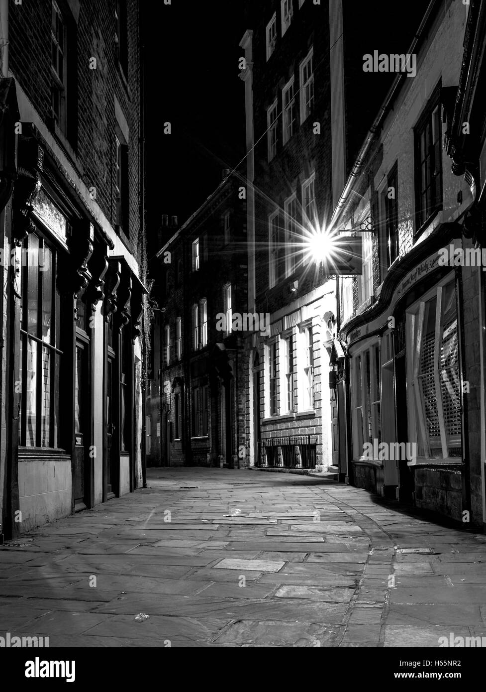 Grape Lane Whitby at night in monochrome Stock Photo - Alamy
