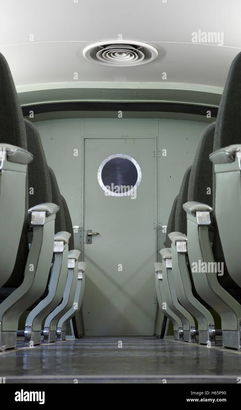 Retro wagon train interior in green tone. Vertical format Stock Photo ...