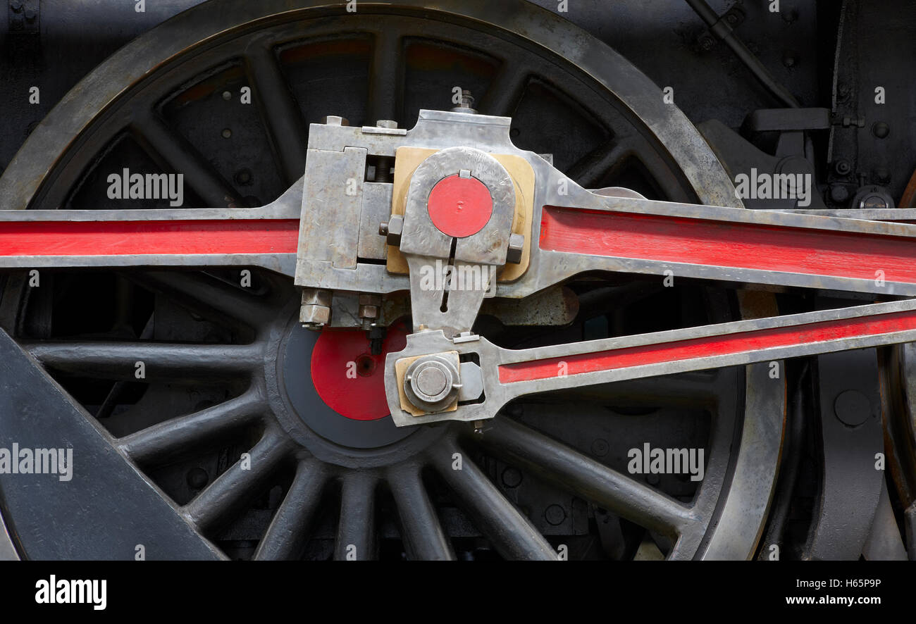 Steam locomotive wheel and connecting rod detail. Horizontal Stock ...