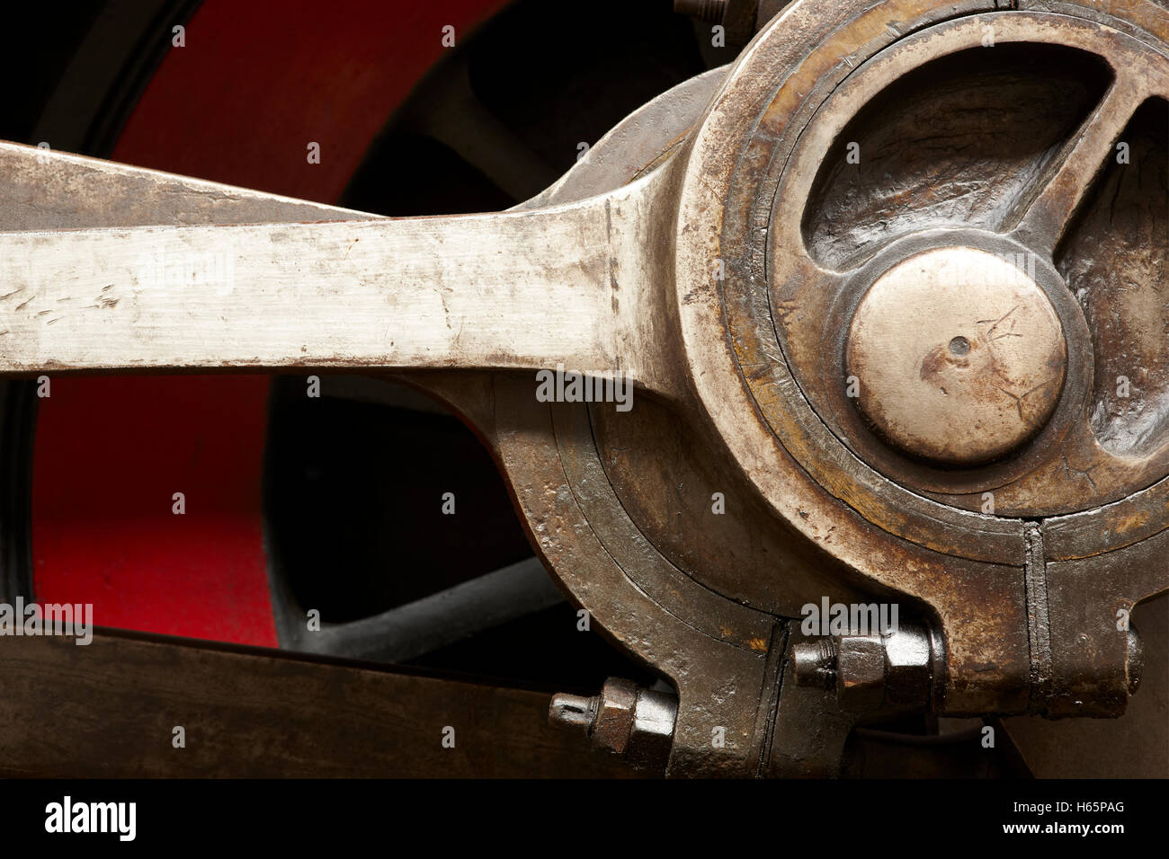 Steam locomotive wheel and connecting rod detail. Horizontal Stock ...