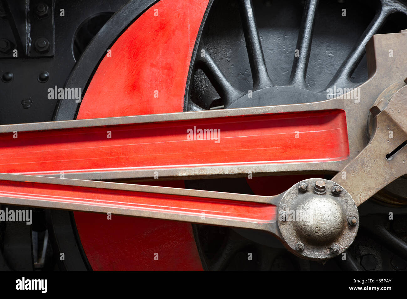 Steam locomotive wheel and connecting rod detail. Horizontal Stock ...
