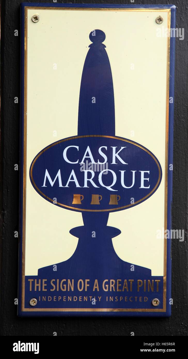 The Cask Marque sign outside a pub in England Stock Photo - Alamy