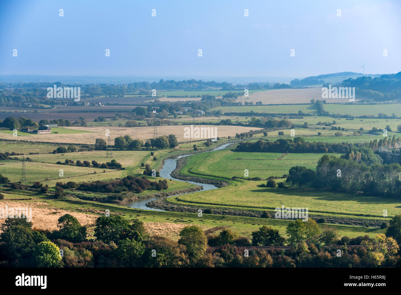 The Ouse Valley and river at Hamsey and Offham, near Lewes in East ...